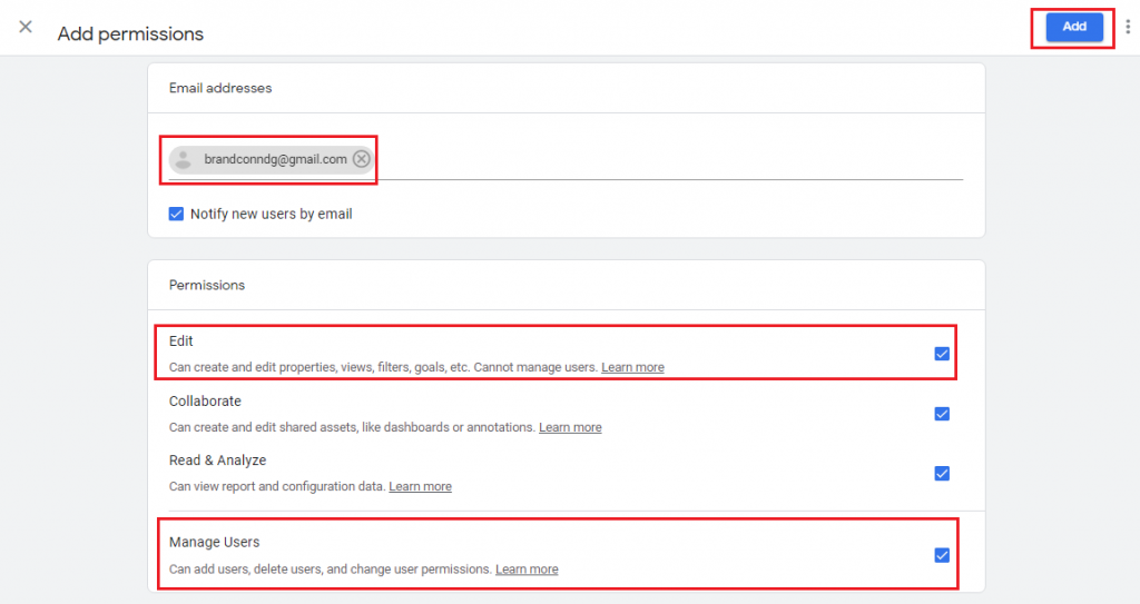 Google Analytics - How to Add a User as a Manager? | Brandconn